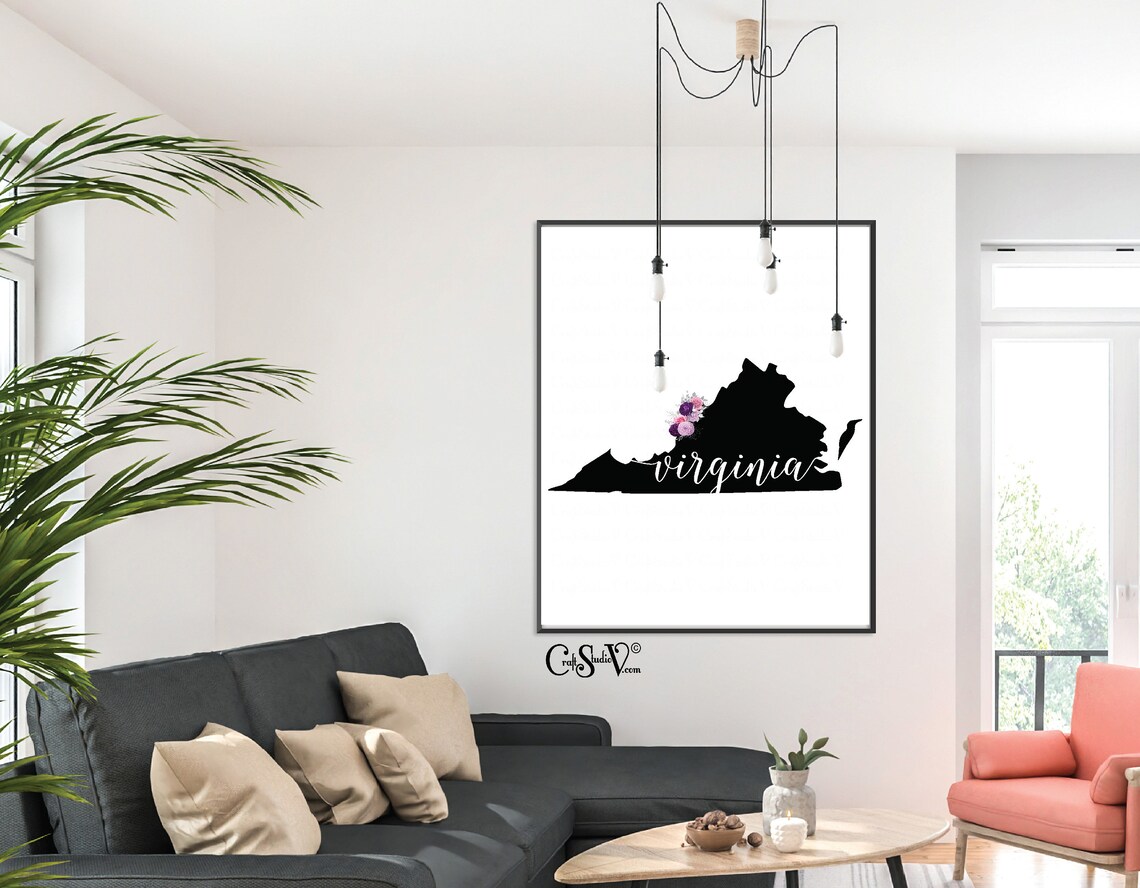 Virginia State Sign Art Virginia Printable Wall Art Signs - Etsy