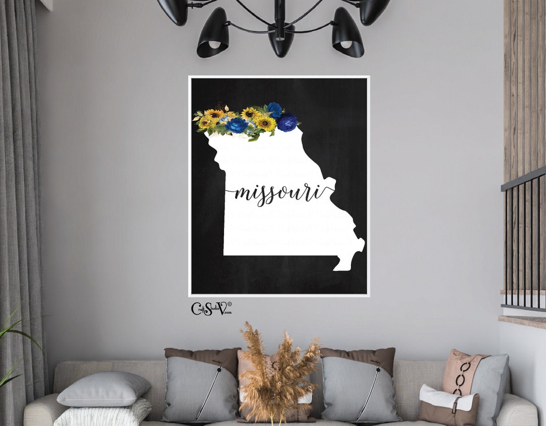 Missouri State Printable Wall Art Signs, State of MO Poster Print, Blue ...