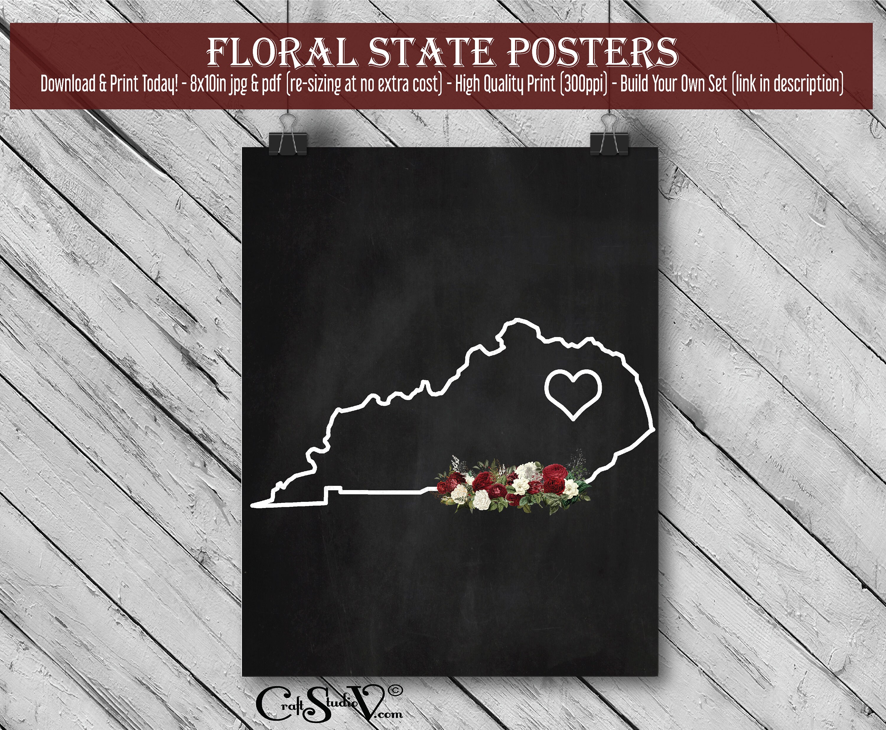 Kentucky State Printable Wall Art Signs State of KY Poster - Etsy