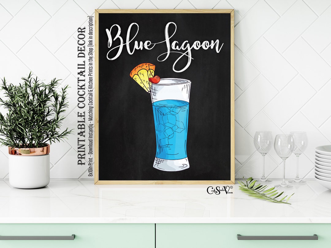 Blue Lagoon Poster Sign Gifts Cocktail Printable Wall Art - Etsy