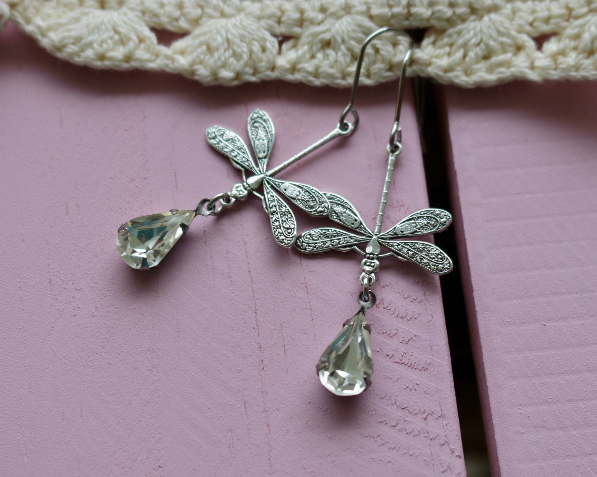 Dragonfly/clear Teardrop Rhinestone - Etsy
