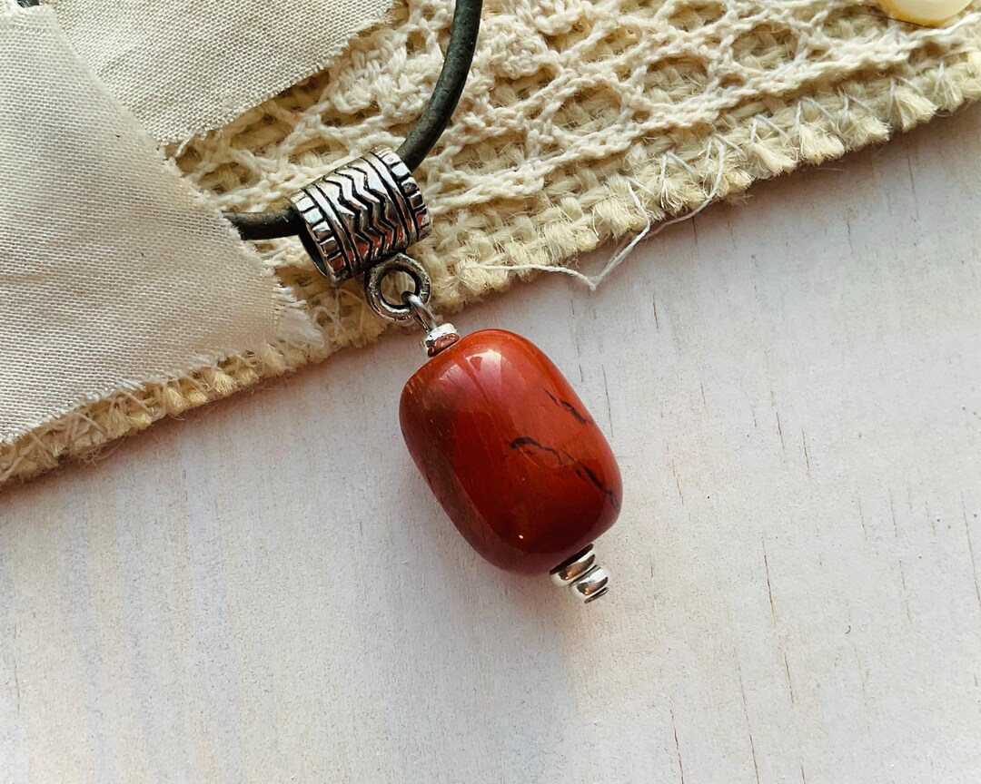 Red Jasper Barrel Pendant - Etsy