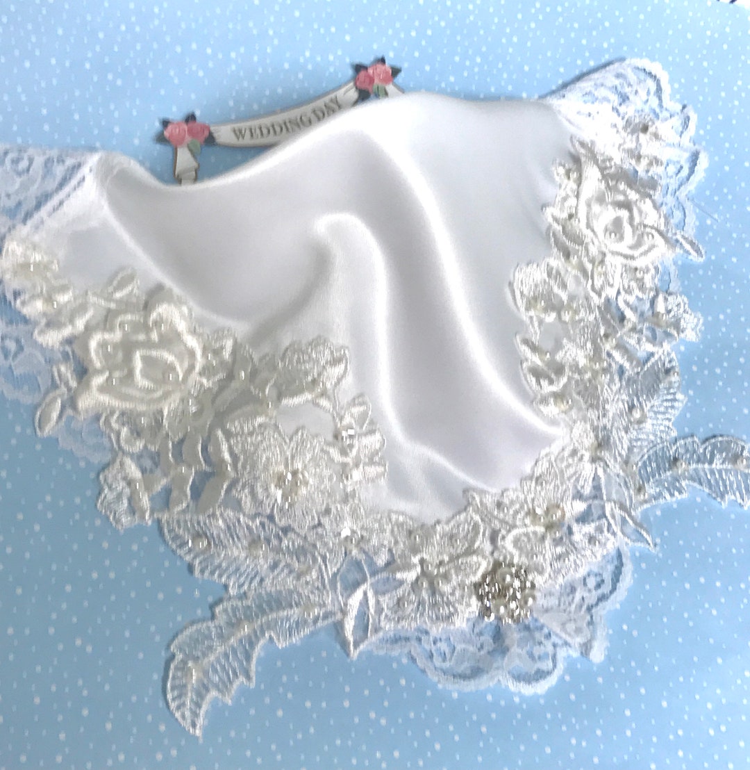 Beaded White Wedding Handkerchief. Bridal Hankie. - Etsy