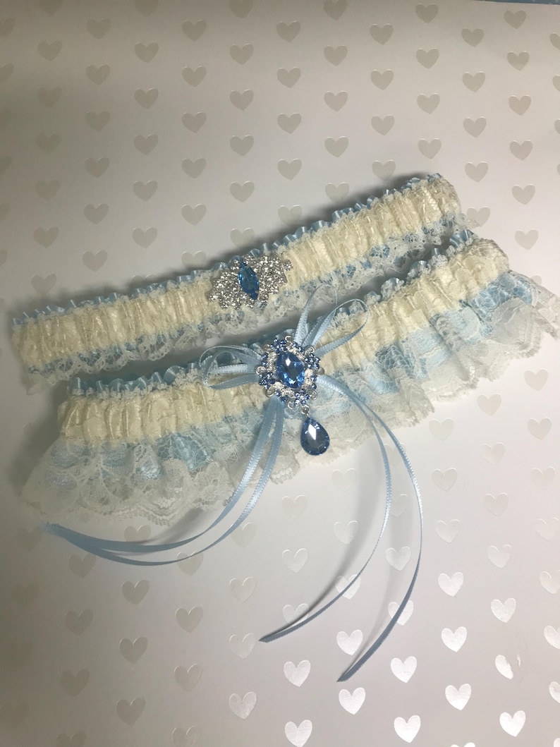 Light Blue Lace Wedding Garter Set, Satin Bridal Garters - Etsy