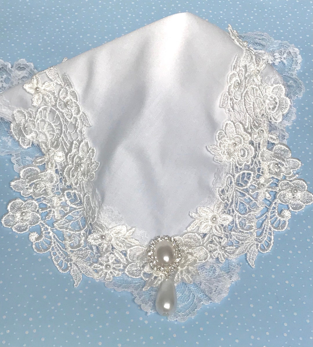 White Wedding Hankie With Hand Pearled Appliqués. Hankies for Bride. - Etsy