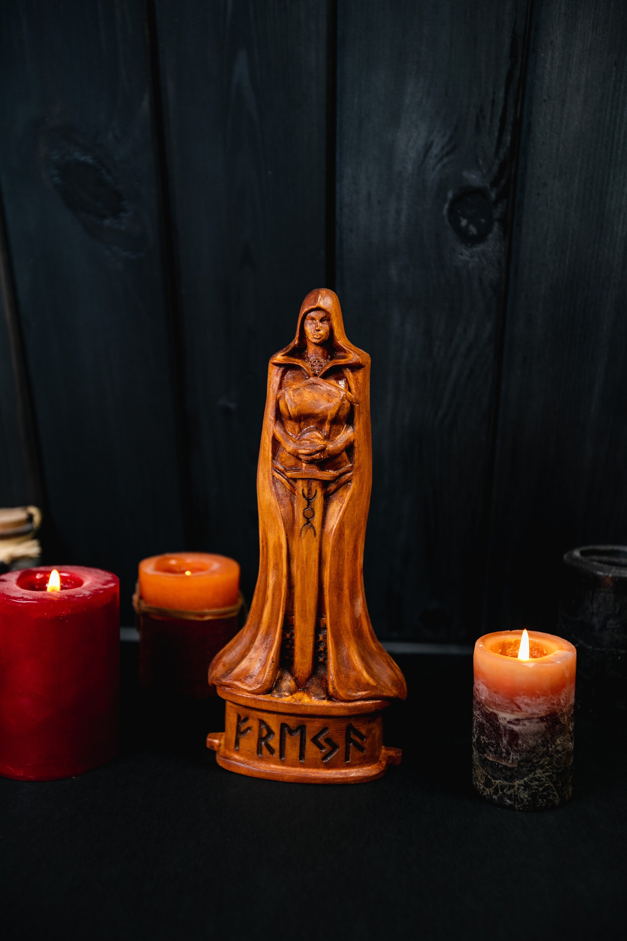 Freya Statue Freyja Figure Pagan Altar Wood Carved Norse | Etsy