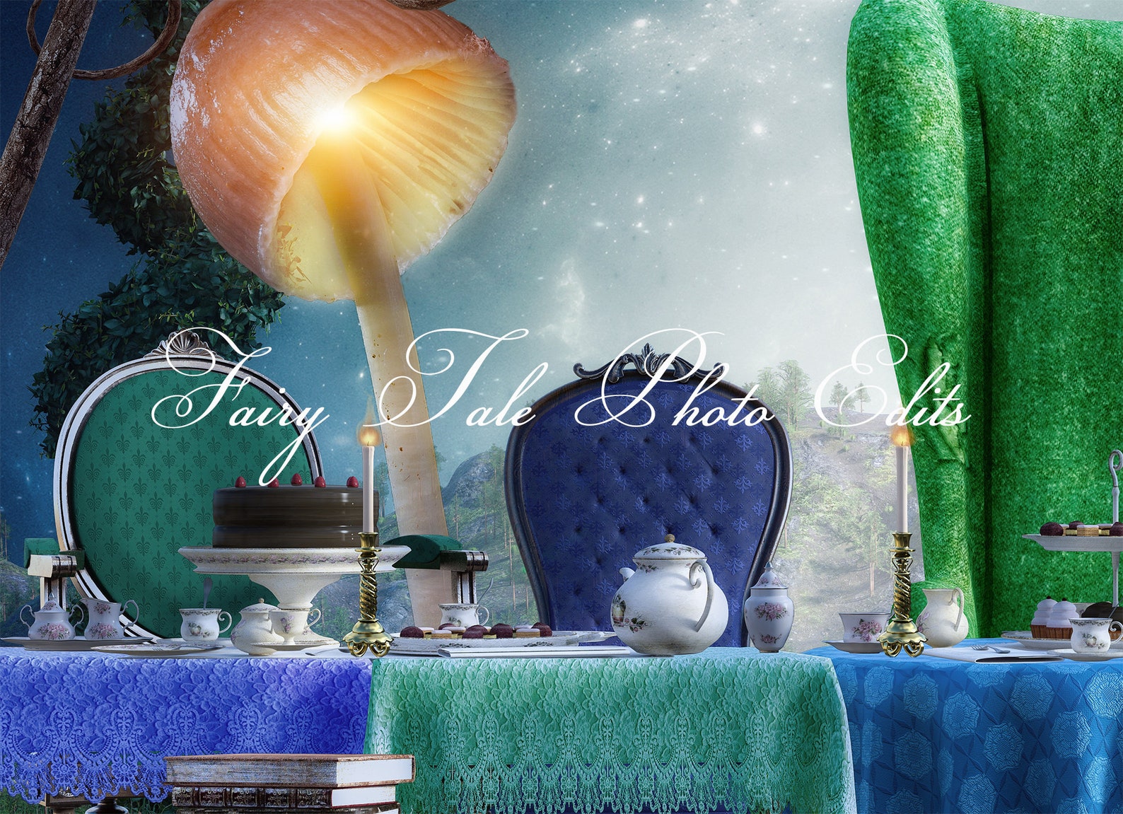 Tea Time Wonderland Digital Backdrop Wonderland Backdrop | Etsy