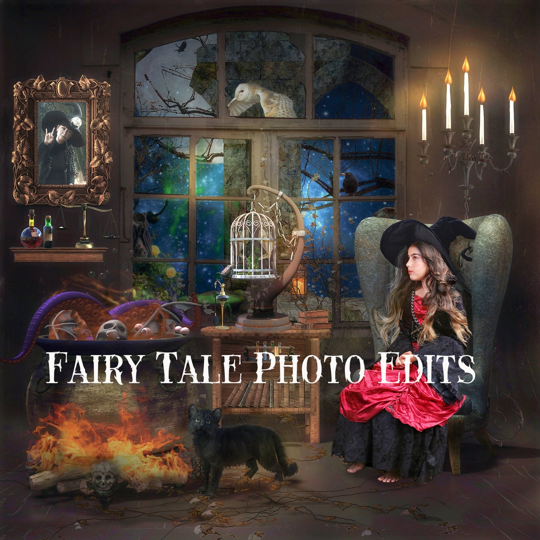 Witchy Corner Digital Backdrop, Halloween Backdrop, Halloween, Witch ...