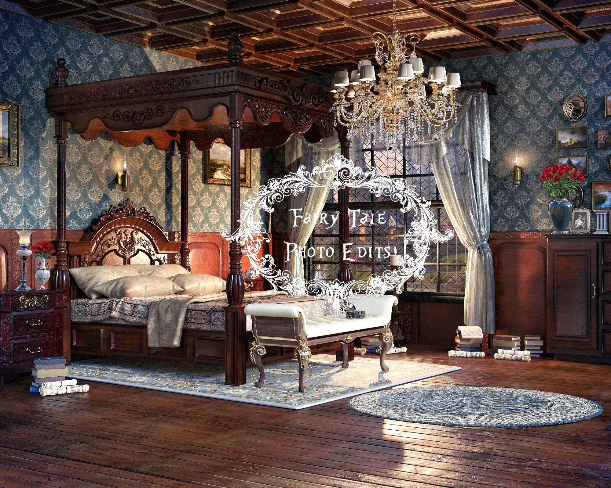 Victorian Bedroom Digital Backdrop Victorian Backdrop - Etsy