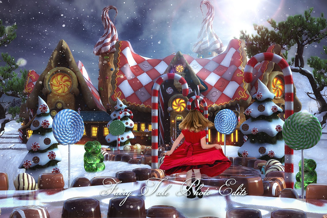 Gingerbread Land Digital Backdrop Christmas Backdrop | Etsy