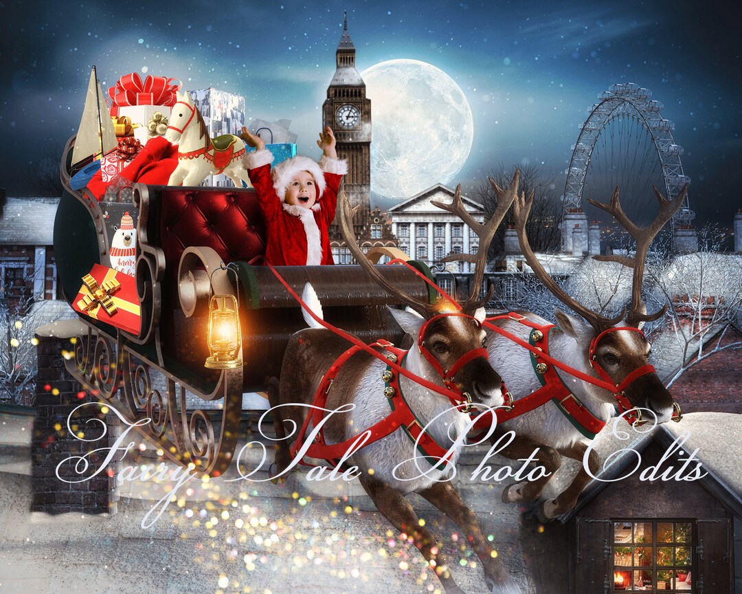 Over the Rooftops Christmas Backdrop 2 Versions With and - Etsy