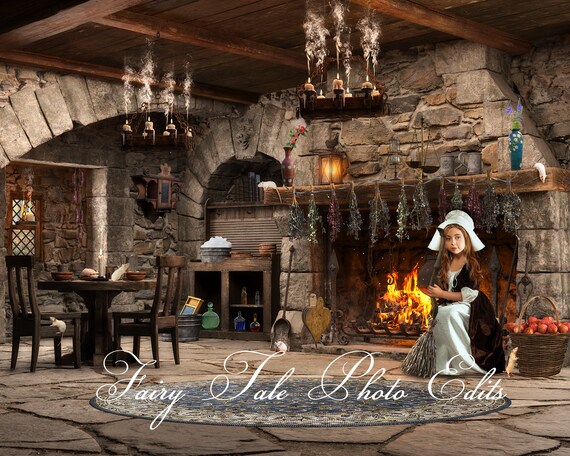 Cinderella's Cottage Kitchen Digital Backdrop Cinderella | Etsy