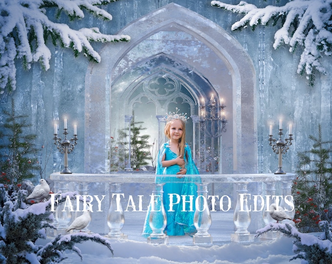 The Ice Castle Digital Backdrop With Balcony Overlay. Ice Backdrop ...