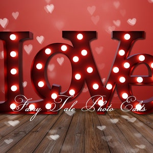 Valentine Love Digital Backdrop, Two Versions with and Without Balloons ...