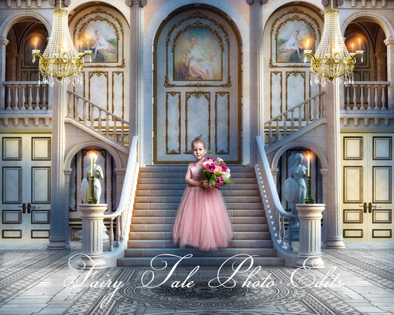 Royal Stairs Digital Backdrop Princess Backdrop Castle | Etsy