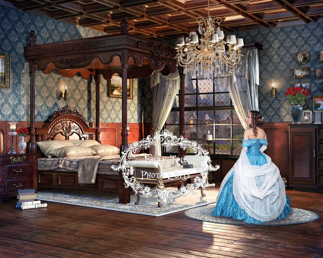 Victorian Bedroom Digital Backdrop, Victorian Backdrop, Digital ...