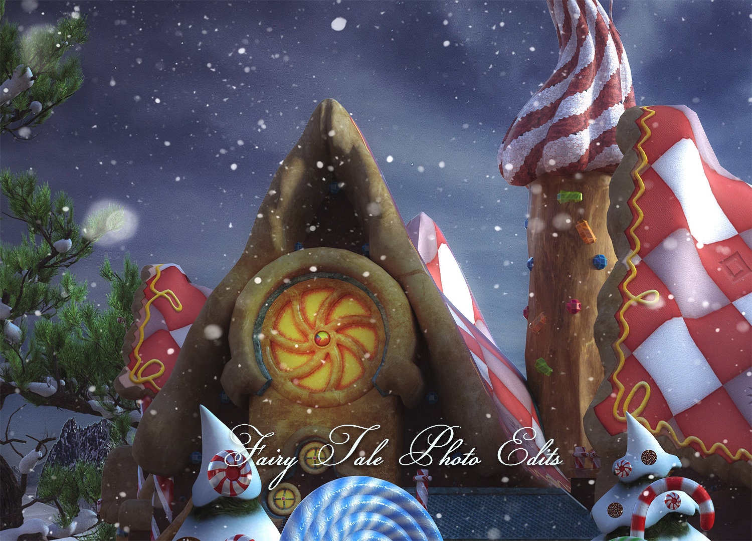 Gingerbread Land Digital Backdrop Christmas Backdrop | Etsy