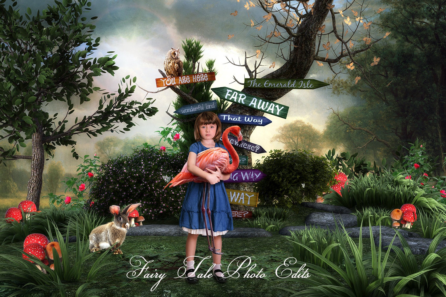 Wonderland Which Way Tree Backdrop Alice in Wonderland | Etsy