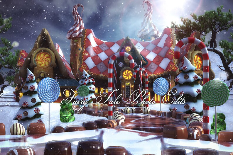 Gingerbread Land Digital Backdrop Christmas Backdrop | Etsy