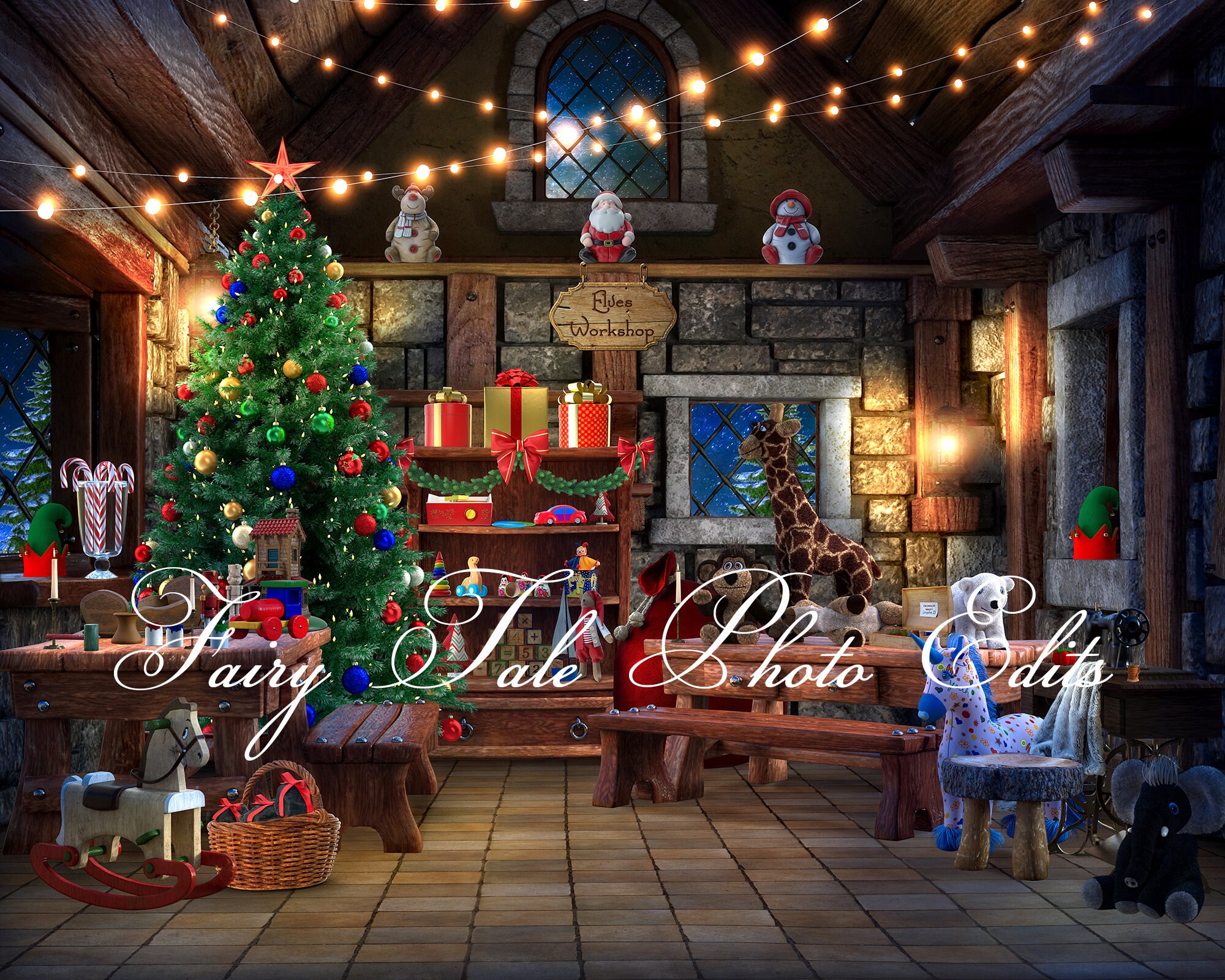 Elves Workshop Digital Backdrop Santa's Workshop Digital - Etsy