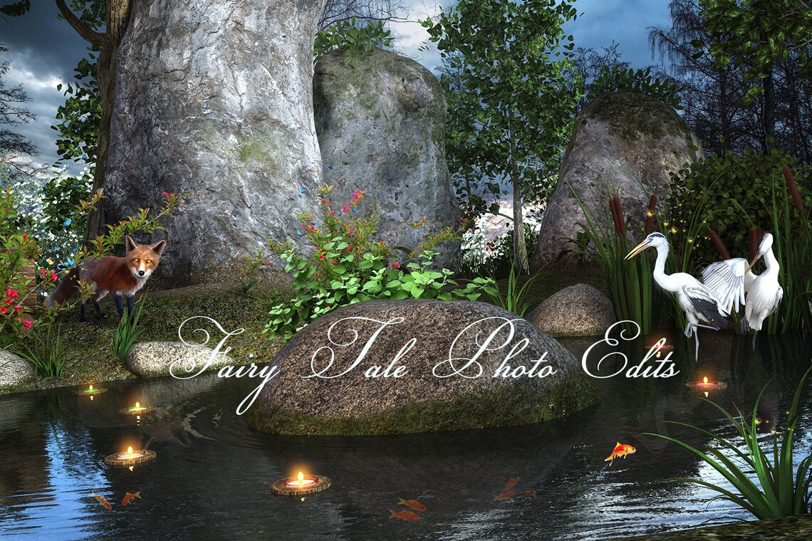 The Little Pond Digital Backdrop Pond Backdrop Tom Sawyer | Etsy