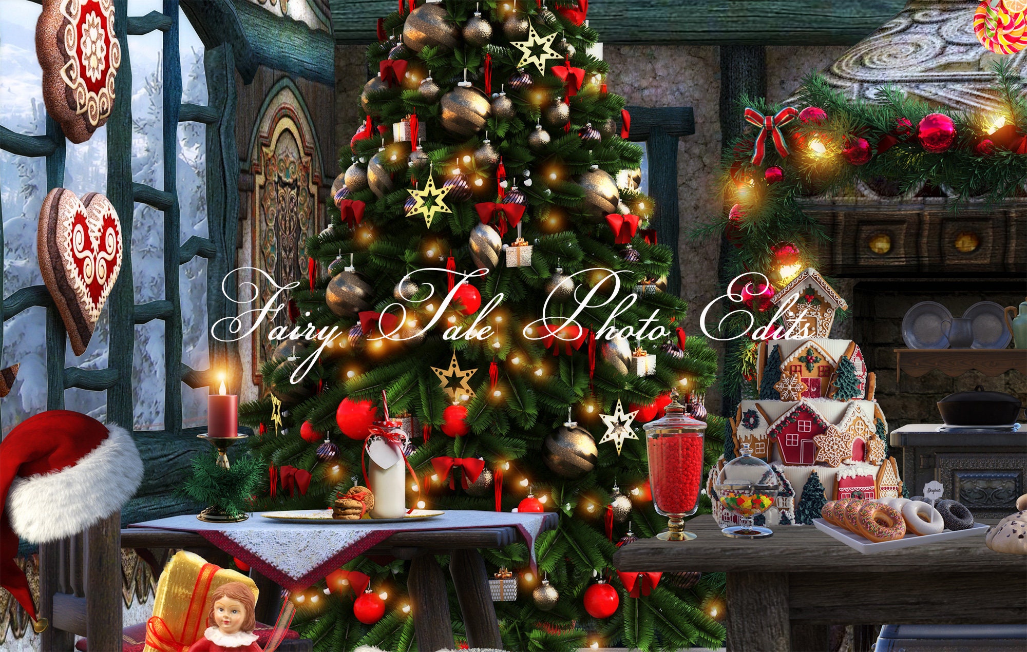 Santa Claus Kitchen Digital Backdrop With Table Overlay - Etsy UK