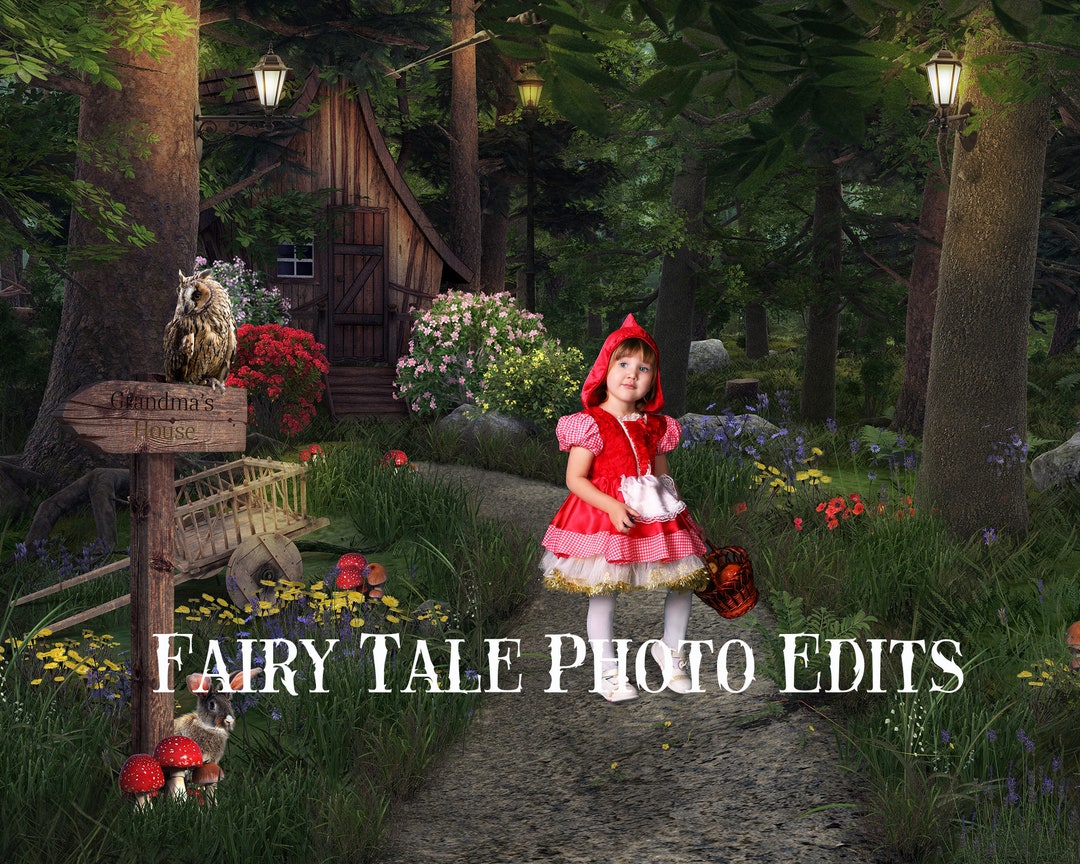 Red Riding Hood Digital Backdrop With and Without Wolf Little Red ...