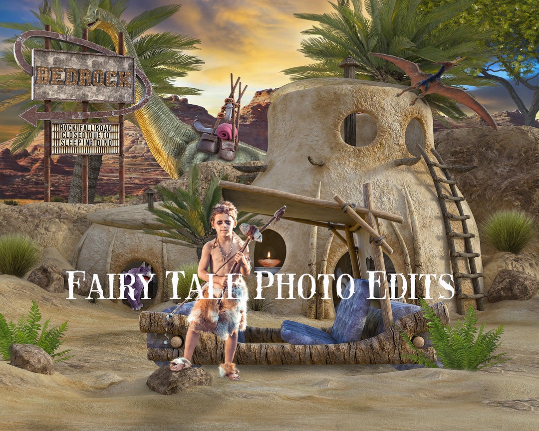 Flintstones Digital Backdrop, Stone Age Backdrop, Digital Backdrop ...