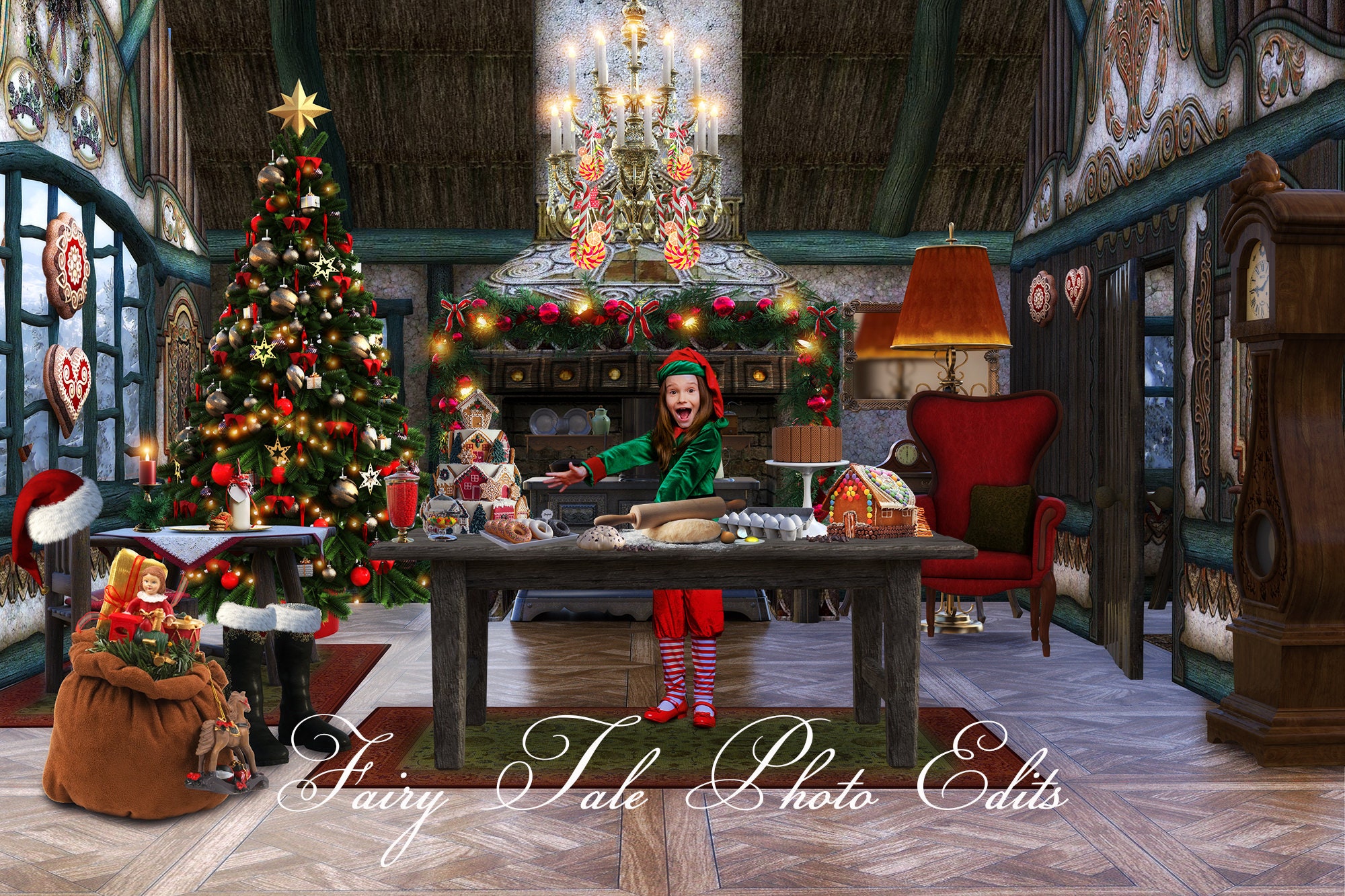 Santa Claus Kitchen Digital Backdrop With Table Overlay - Etsy UK