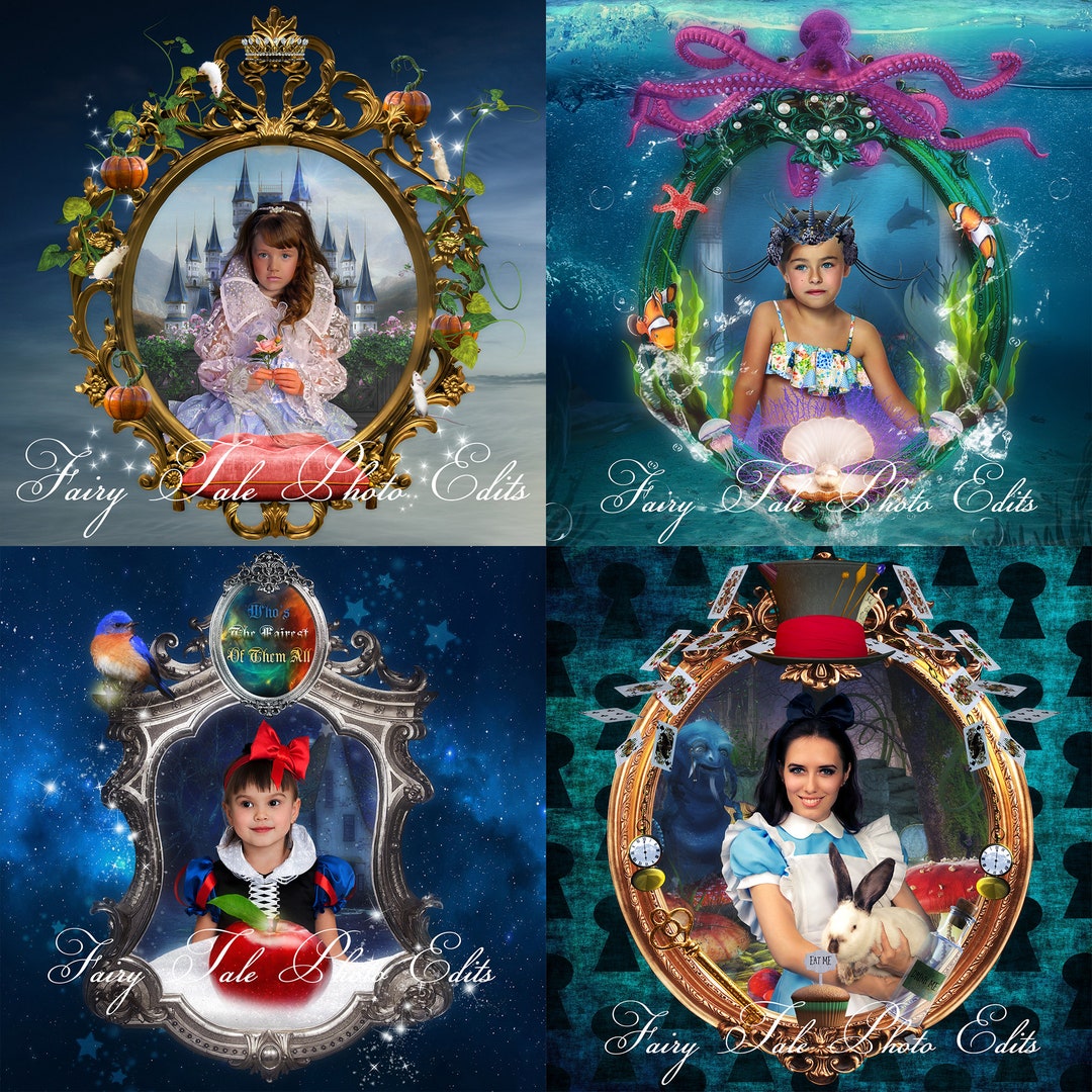 Fairy Tale Story Digital Backdrop Set With Frame Overlays, Wonderland ...
