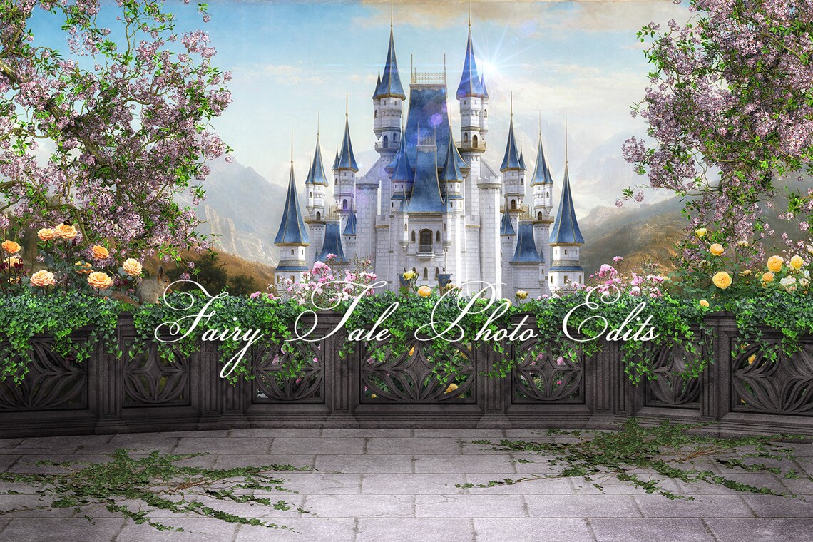 Magic Castle Overlook Digital Backdrop Princess Backdrop - Etsy