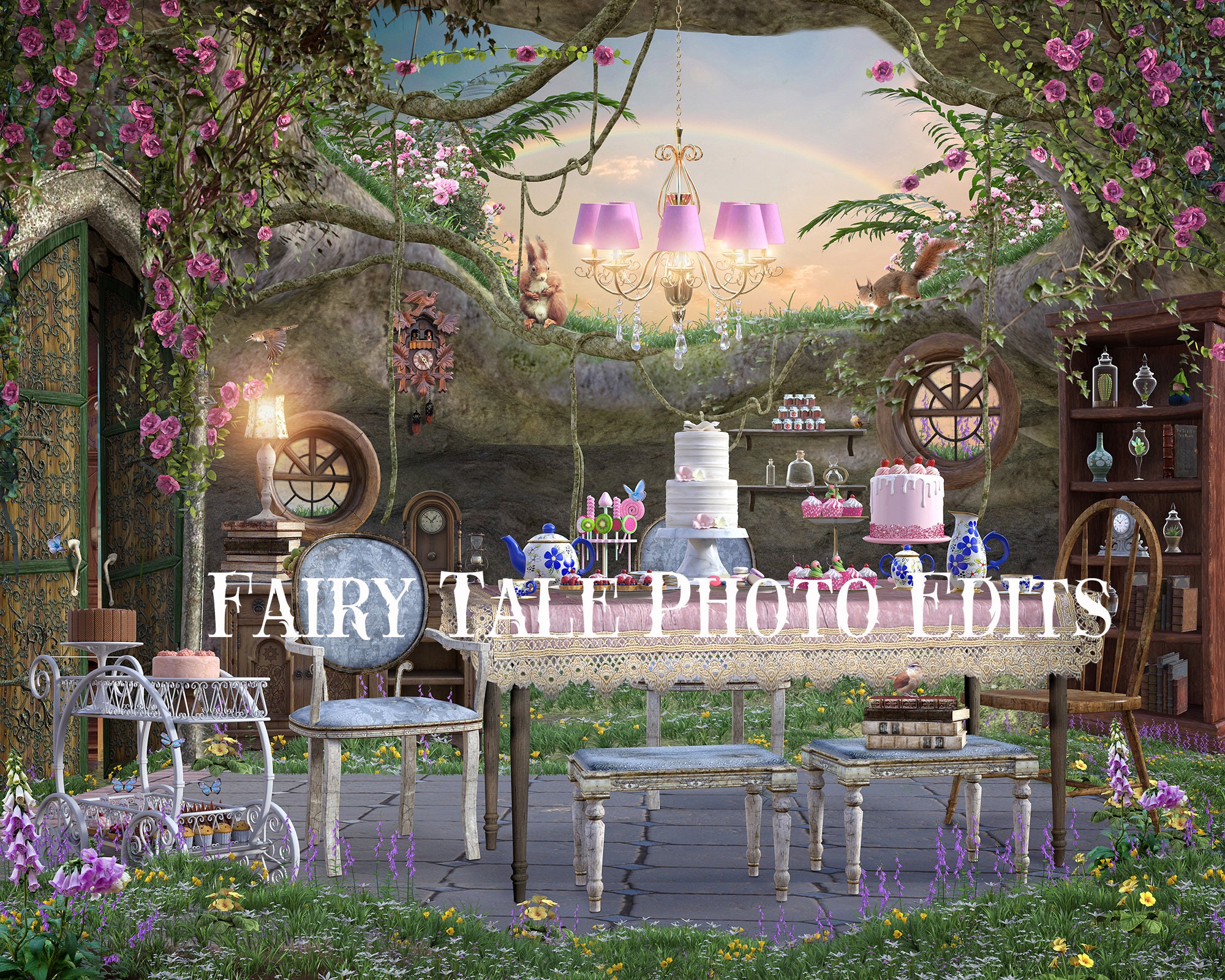 Fairy Tea Party Digital Backdrop Fairy Backdrop Woodland - Etsy