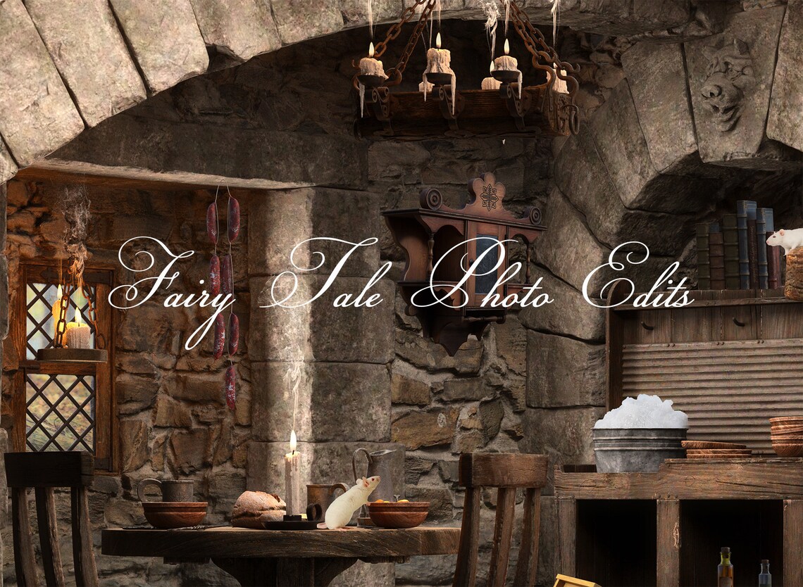 Cinderella's Cottage Kitchen Digital Backdrop Cinderella - Etsy