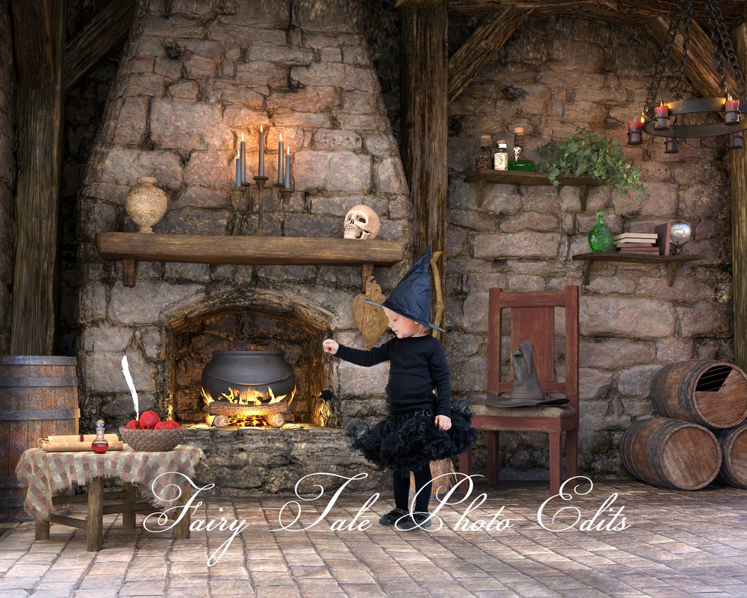 Witchy Cottage Backdrop, Halloween Backdrop, Witch Backdrop, Halloween ...