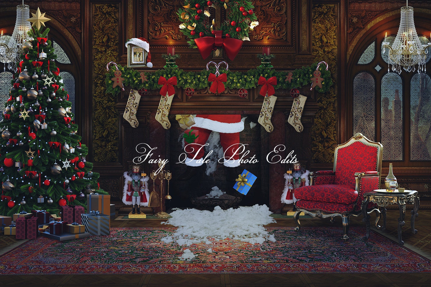 The Christmas Room Digital Backdrop with and without Santa | Etsy