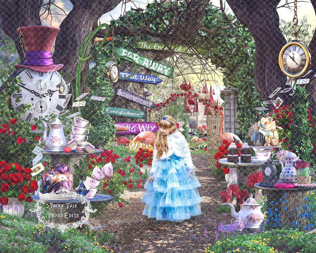 Wonderland Digital Backdrop, Wonderland Walk, Digital Backdrop, Alice ...