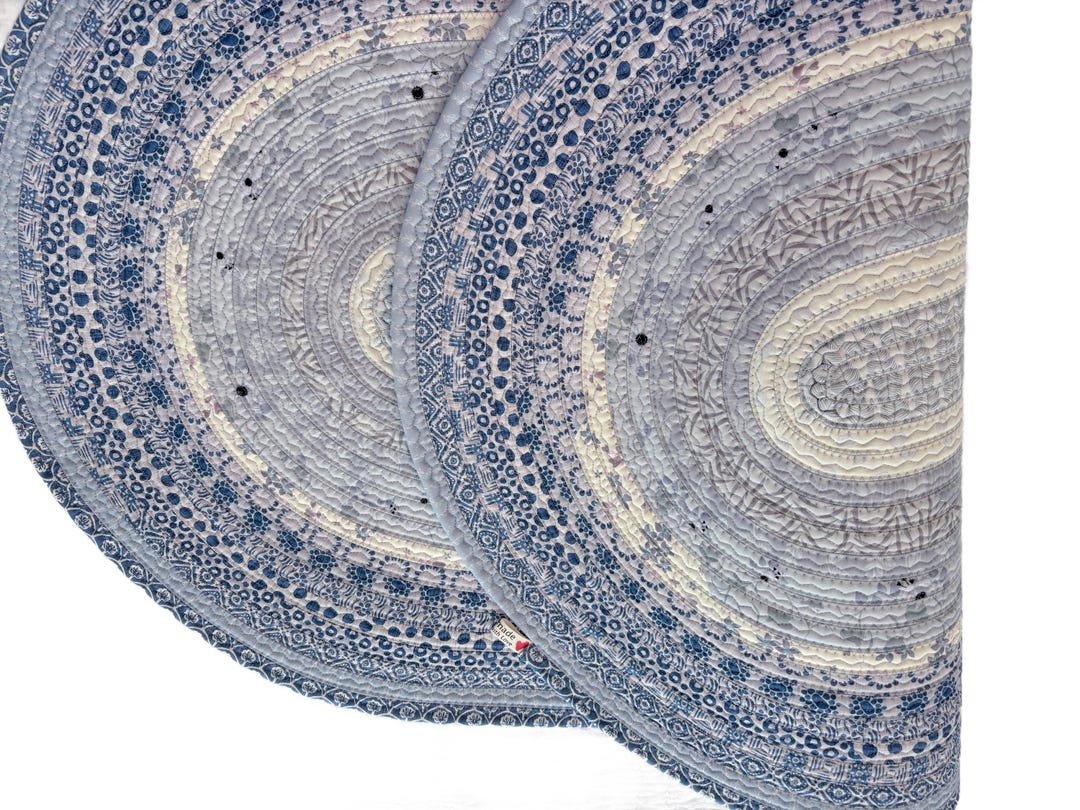 Handmade Oval Rug "morning on the Mountain" Appalachian-inspired Blues ...