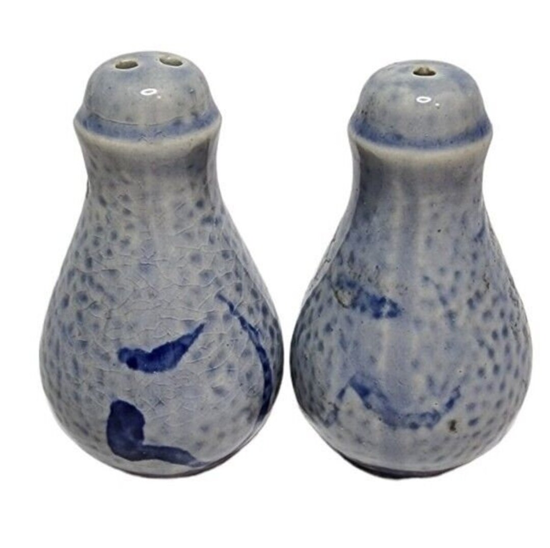 Salt and Pepper Shakers Cobalt Blue Vintage 1970s Salt Glaze - Etsy