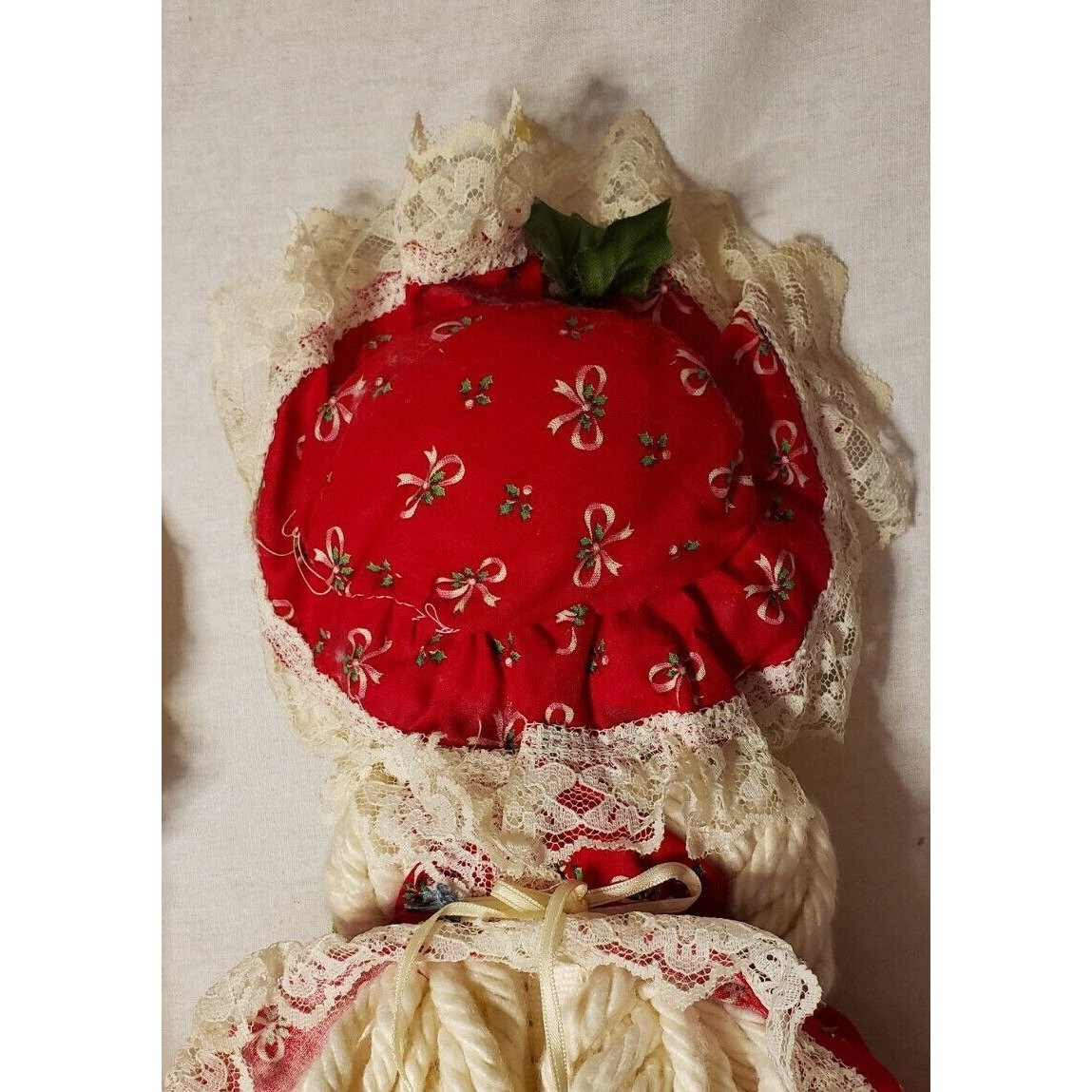 Christmas Mop Dolls Boy Girl Candy Cane Ribbon Yarn Vintage Holiday ...