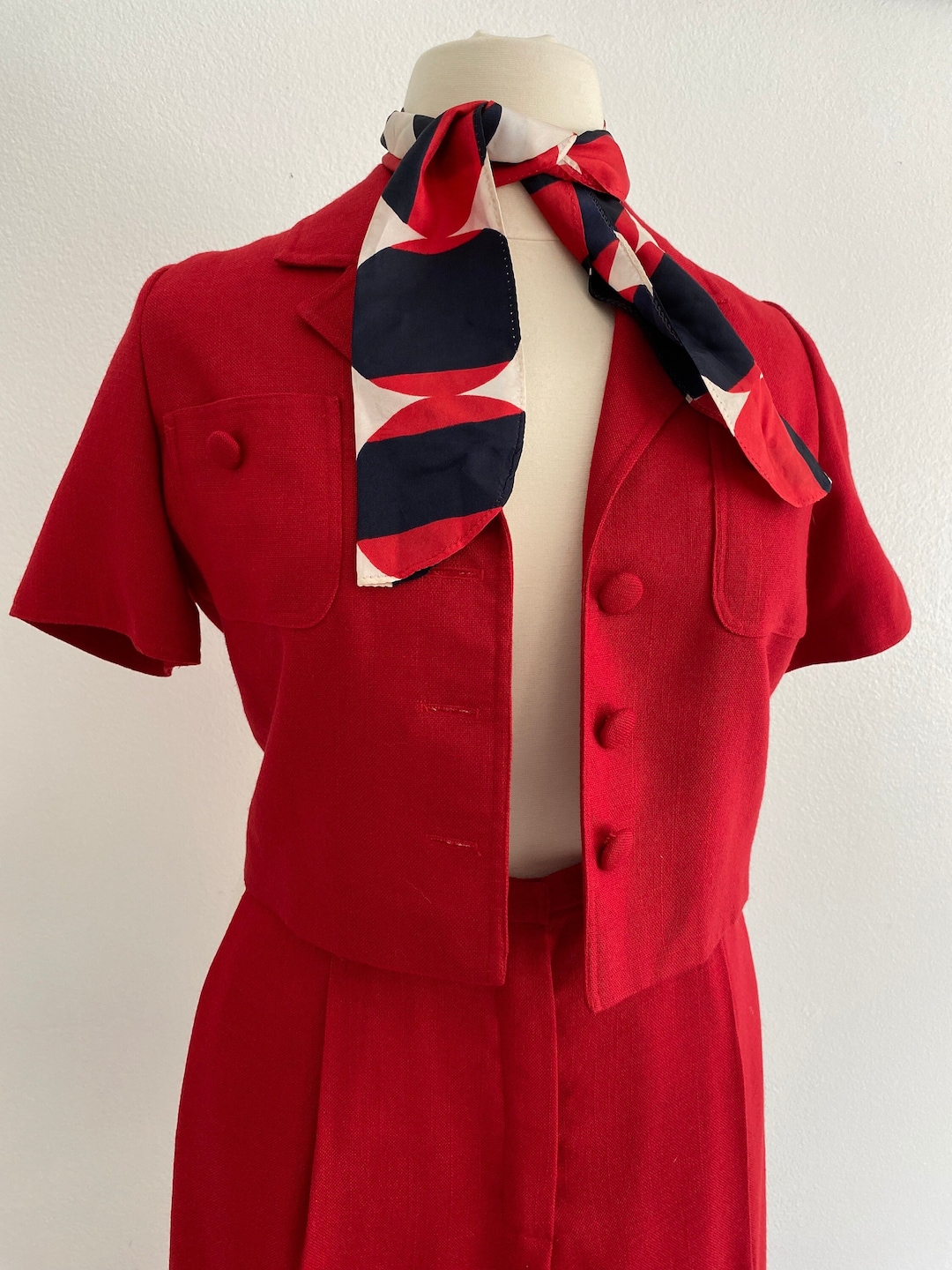 Red Mod 60s Dress Set W Jacket Pants, Size M, Red Summer Suit Set - Etsy