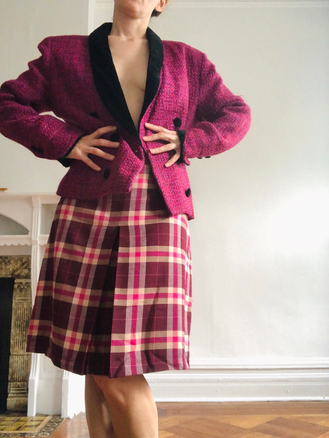 CLUELESS Cassant Wool Blend Blazer With Velvet Trim, Size Medium - Etsy