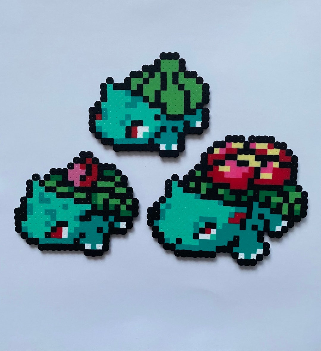 Bulbasaur, Ivysaur and Venusaur Perler Bead Fridge or Locker Magnets - Etsy