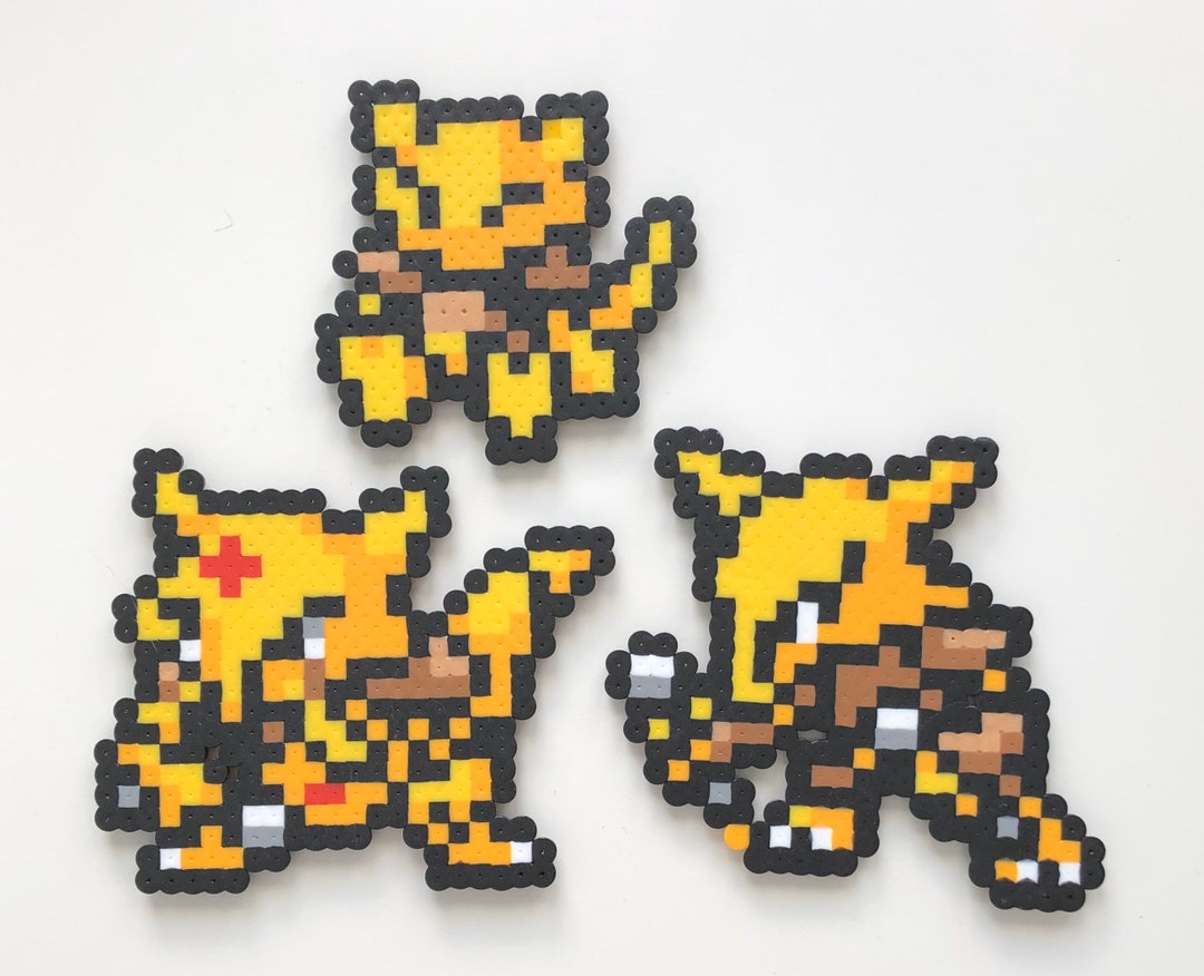 Abra, Kadabra, Alakazam Perler Bead Fridge Magnets, Pokémon Pixel Art ...
