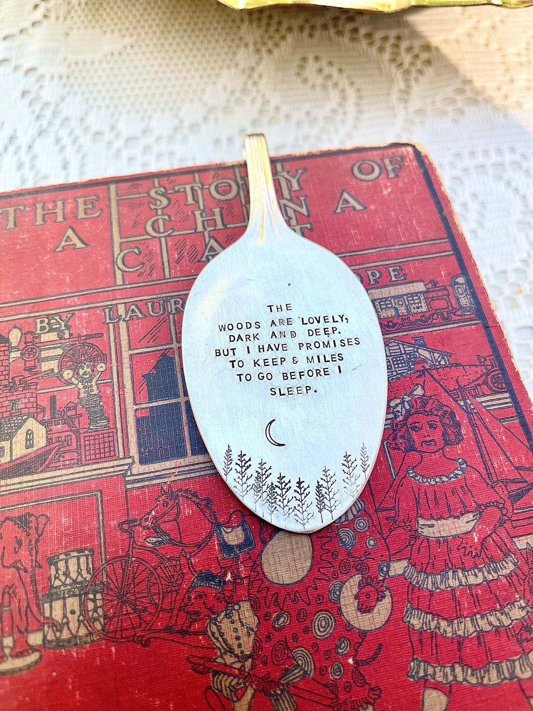 Robert Frost Woods Poem Vintage Spoon Bookmark, Bookmark for Men Women ...