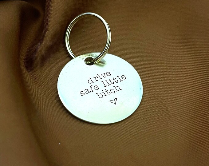 Personalized Keychain, Custom Text Metal Keychain, Gold Brass Circle ...