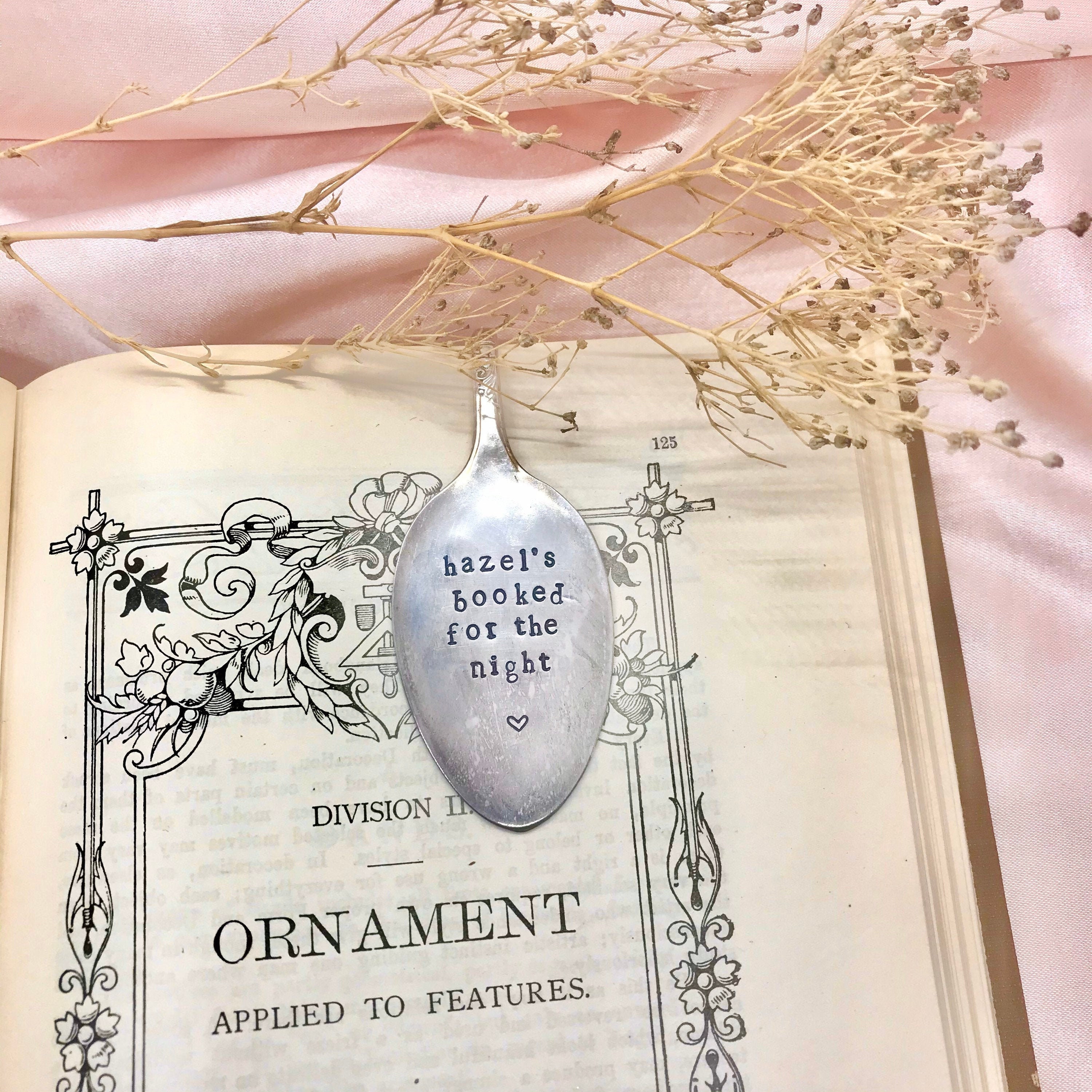 Custom Bookmark Booked for the Night Hand Stamped Bookmark | Etsy