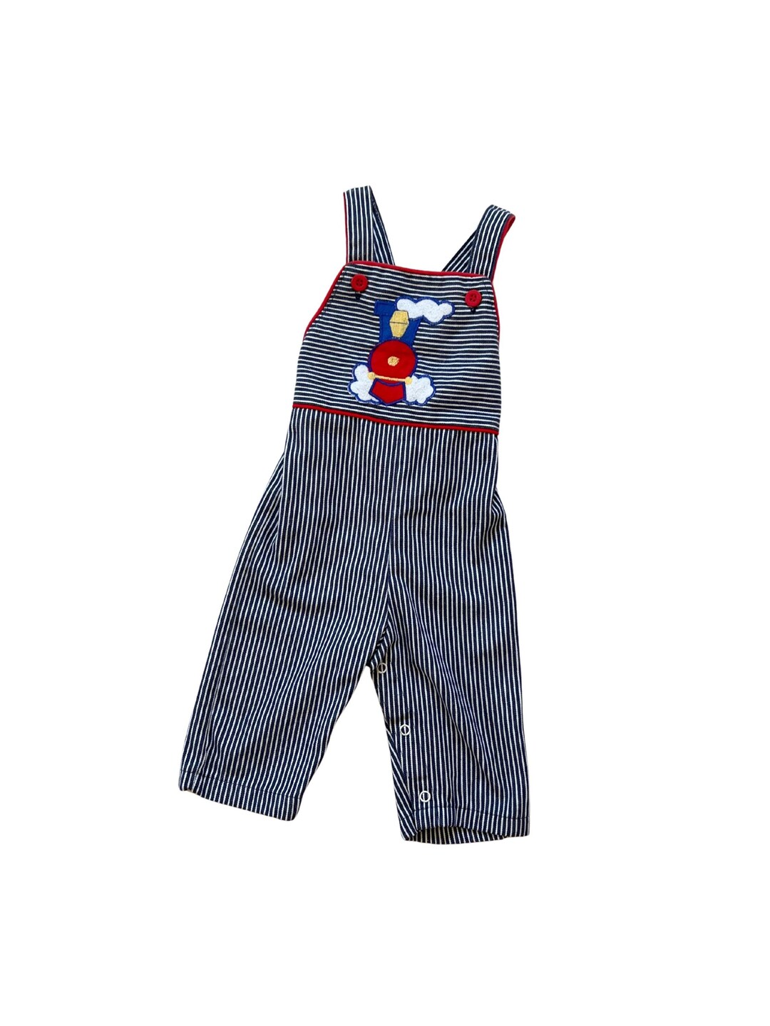 Engineer Stripe Train Applique Overalls - Etsy