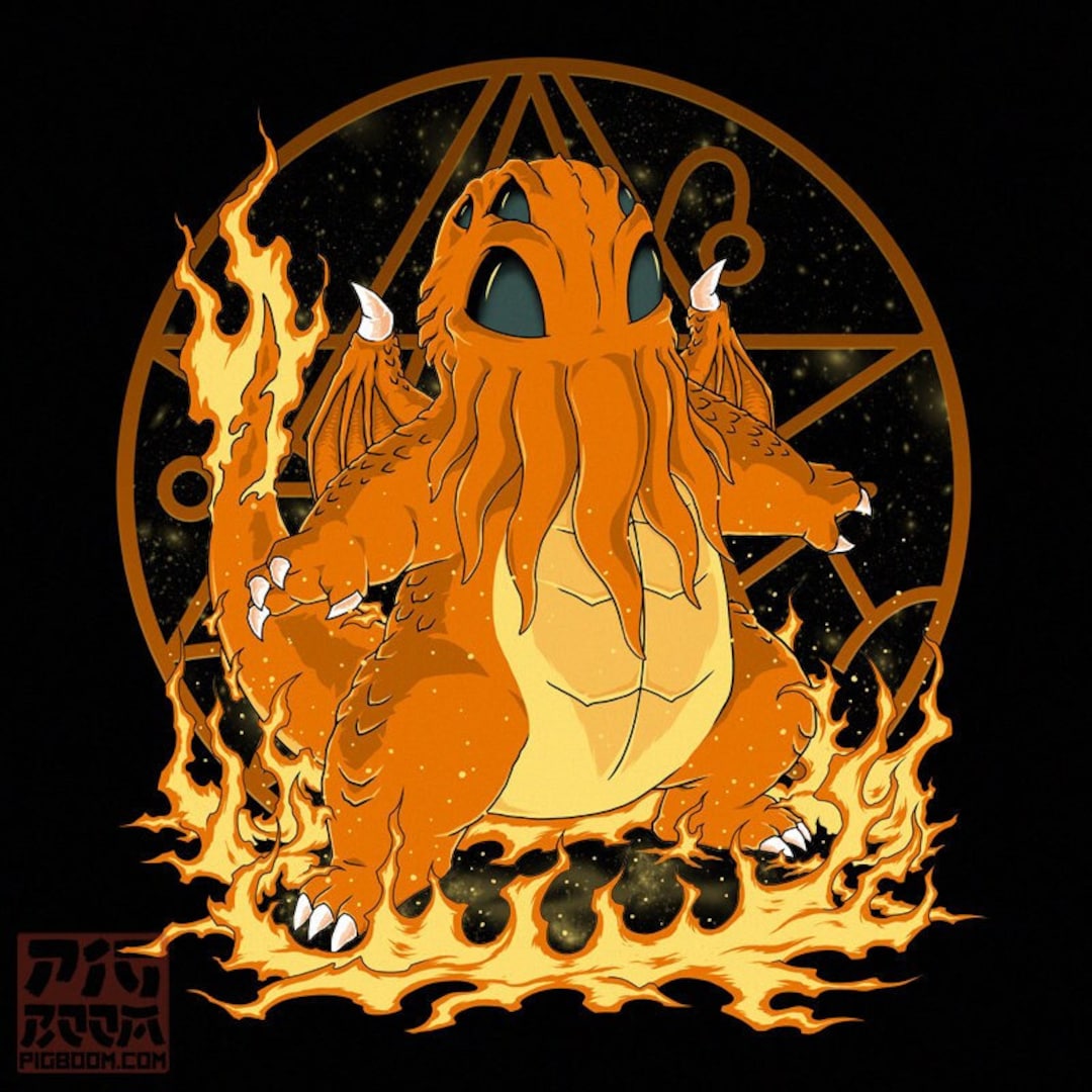 Charmanthulhu - Lovecraft Cthulhu Sigil | Kawaii Monster | Fire Monster ...