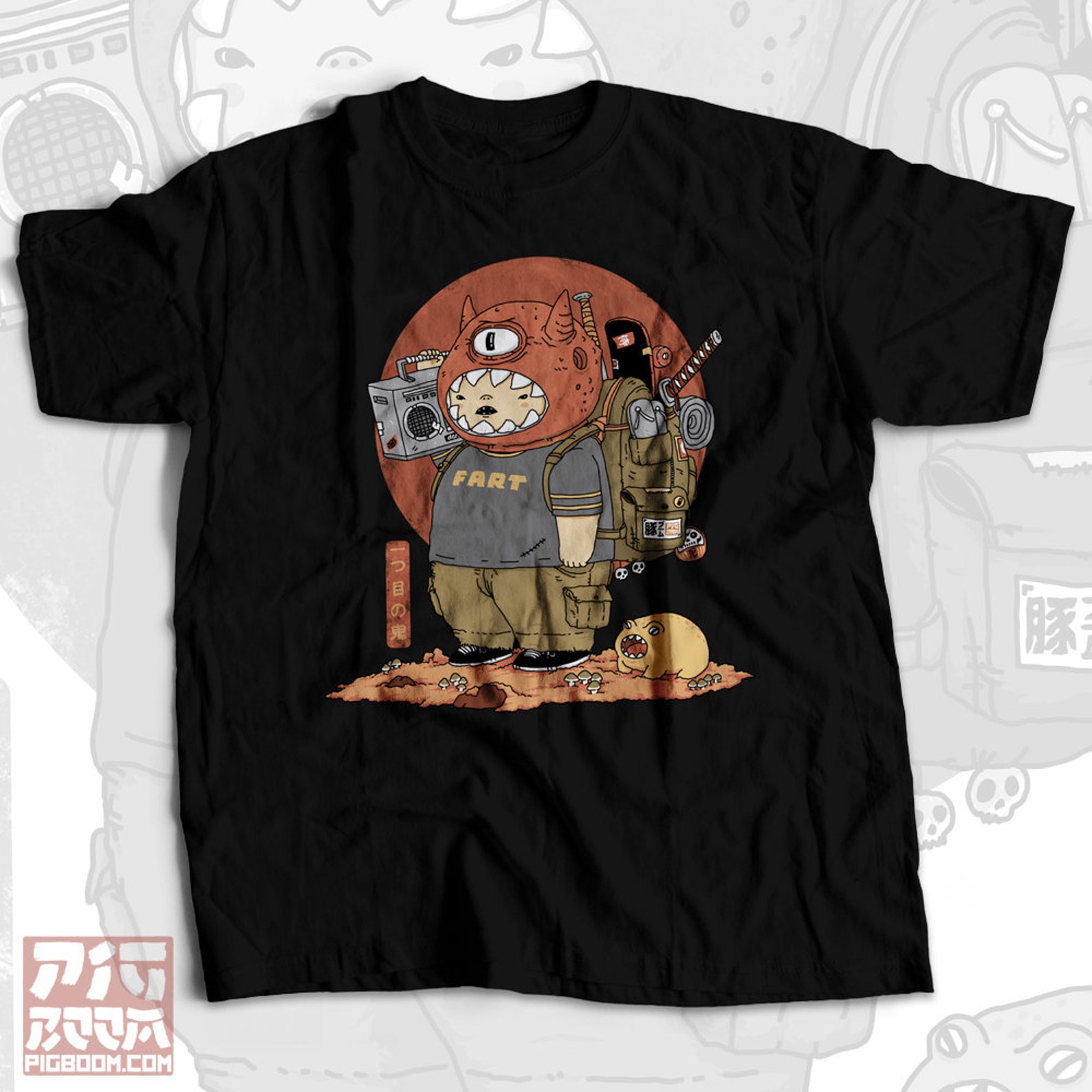 One Eyed Oni Oni Mask Daruma Ronin Kawaii Pacman Rain - Etsy