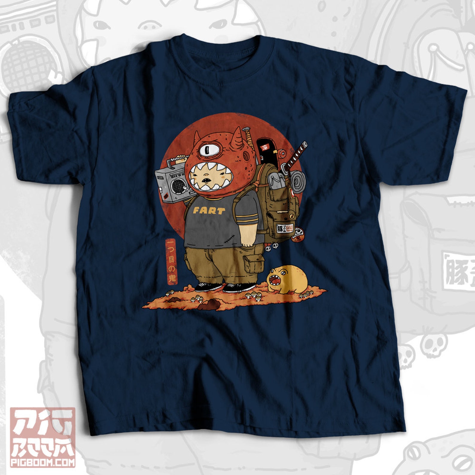 One Eyed Oni - Oni Mask | Daruma | Ronin | Kawaii Pacman Rain Frog ...
